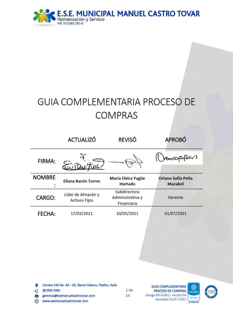 GR G 001 Guia Complementaria Proceso de Compras Herramienta 4 (Importante) | PDF | Business ...