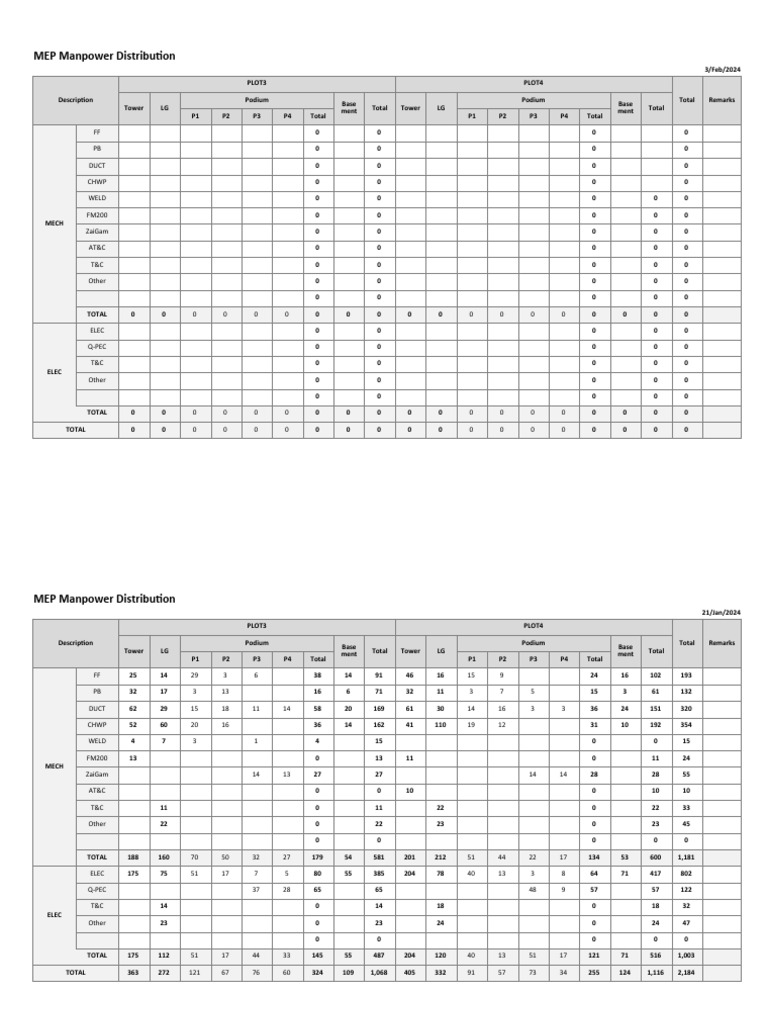 Manpower Distribution | PDF