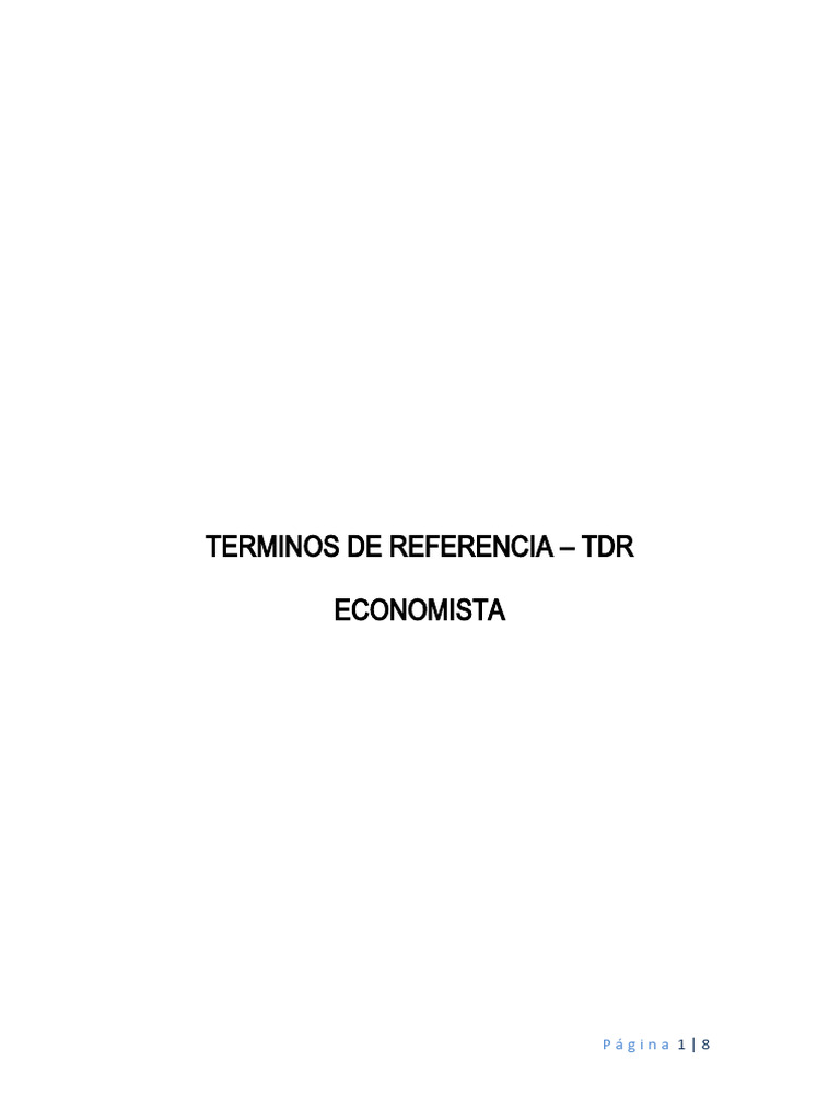 3.TDR ECONOMISTA CAMPO n2 | PDF | Evaluación | Presupuesto