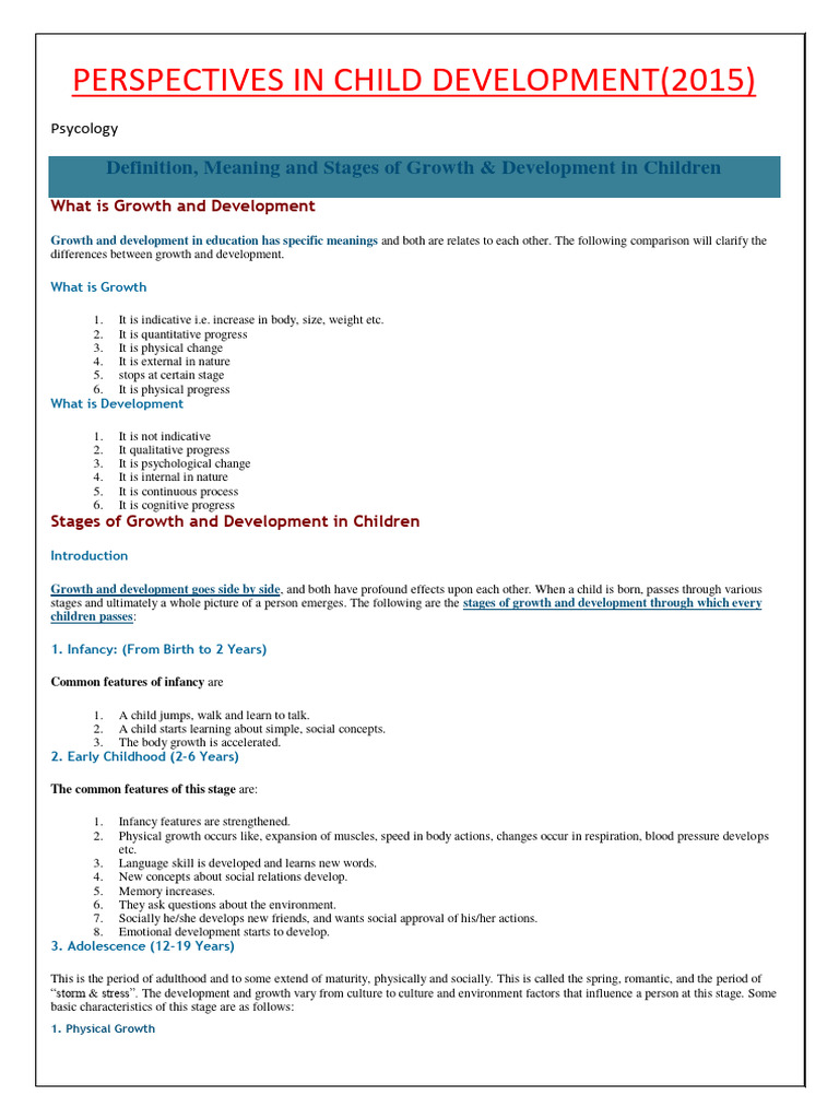 Perspectives in Child Development | PDF | Schema (Psychology ...