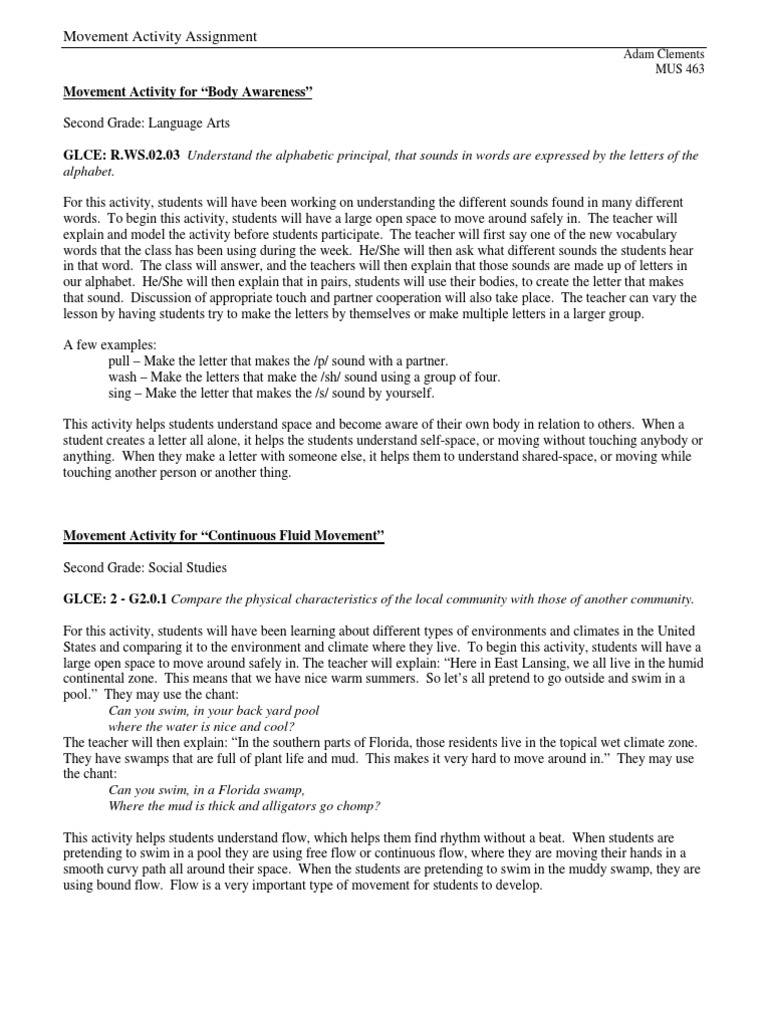 Engaging Movement Activities for Grades 2-6 | PDF | Litre | Physics