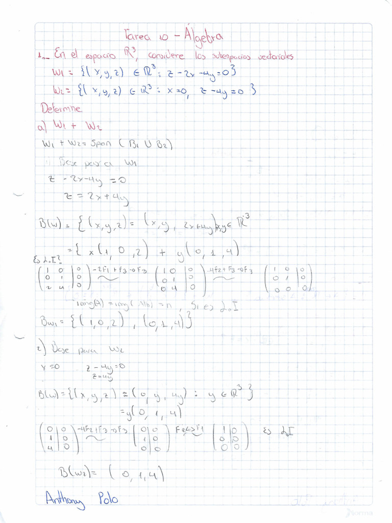 Deber 10 - Algebra | PDF