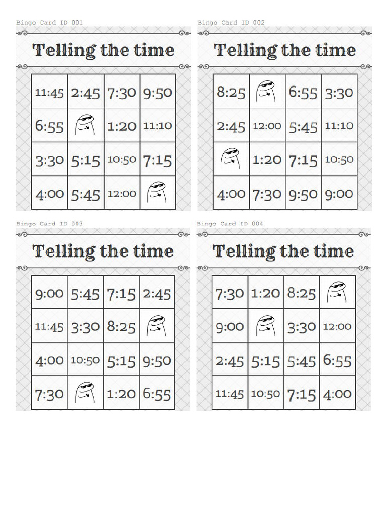 Bingo Telling the time - kids | PDF
