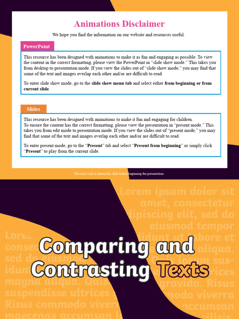 An Introduction To Comparing and Contrasting Texts Presentation ...