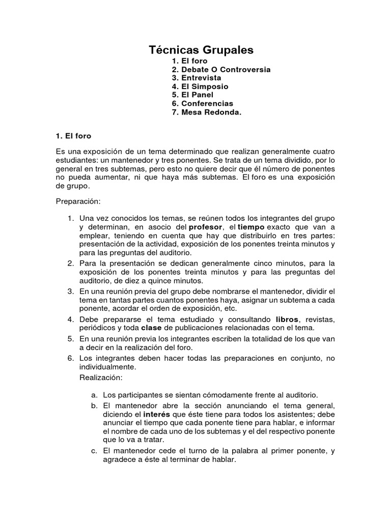 Técnicas Grupales | PDF | Seminario | Comunicación