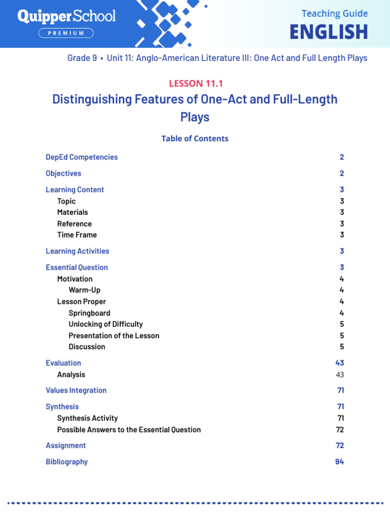 One-Act vs Full-Length Plays Guide | PDF