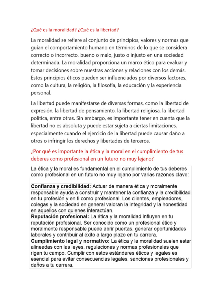 Qué Es La Moralidad | PDF | Moralidad | Libertad