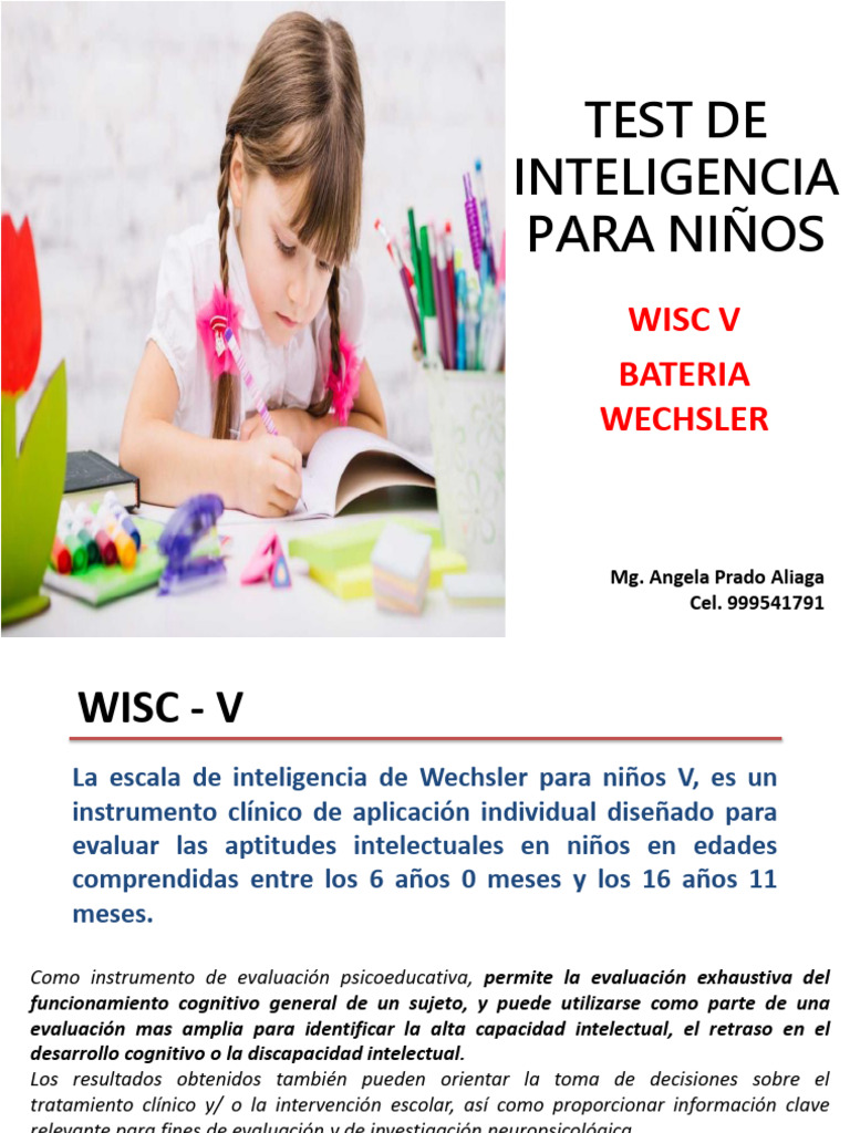 Test WISC V: Evaluación Cognitiva Infantil | PDF | Procesos mentales ...