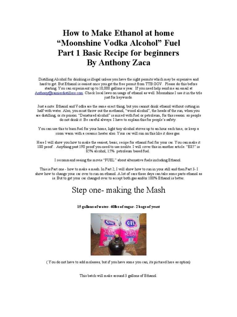 Making ETHANOL at Home Part One | PDF | Ethanol | Methanol