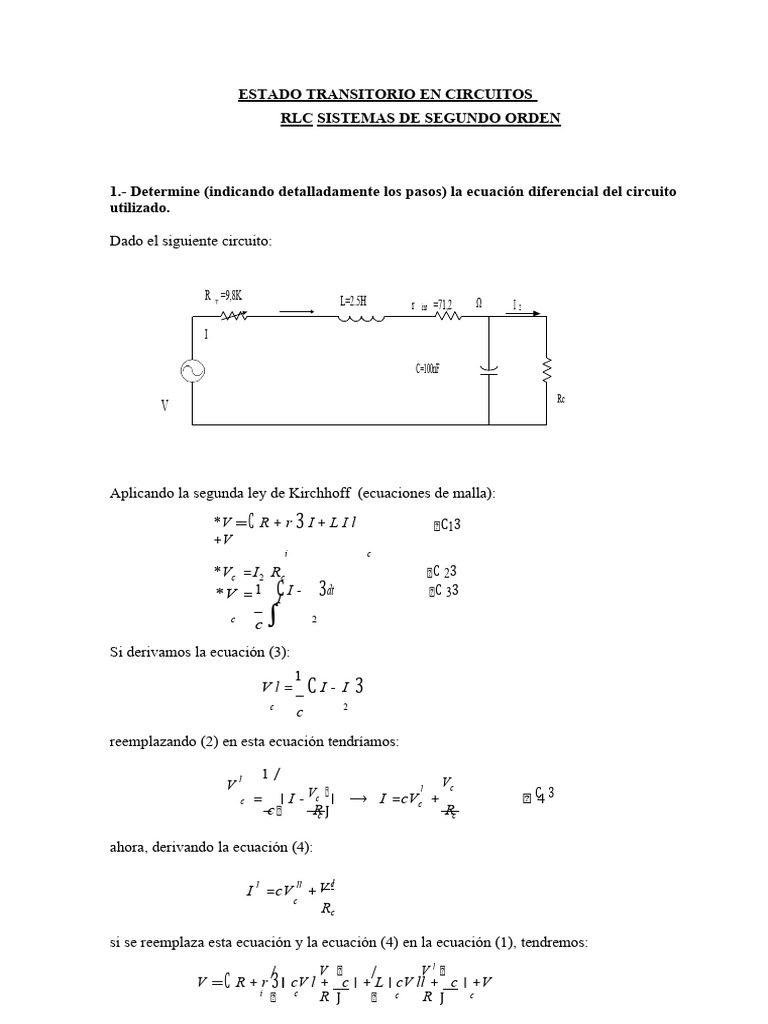 Análisis de Circuitos RLC Transitorios | PDF | Red eléctrica | Oscilación