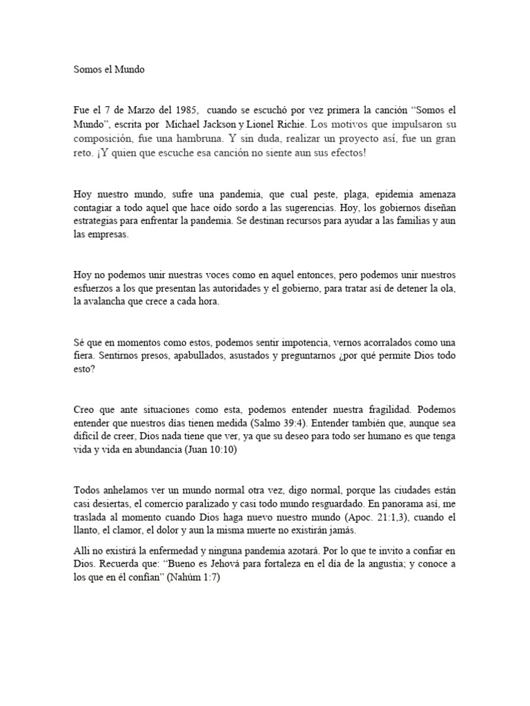 Somos El Mundo | PDF