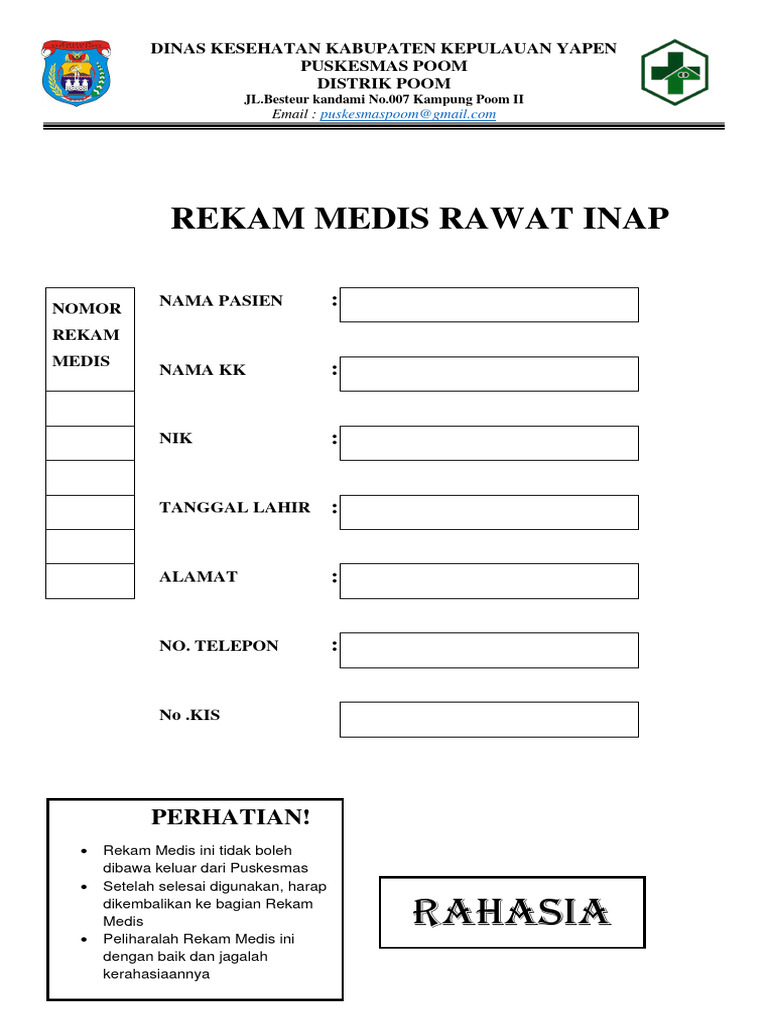 Format Status Rawat Inap Puskesmas Poom | PDF
