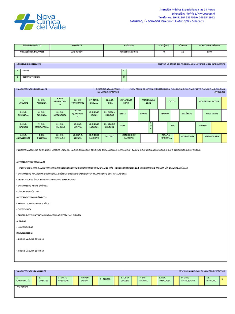 Anamnesis Alcoser Luis | PDF | Cáncer | Medicina CLINICA