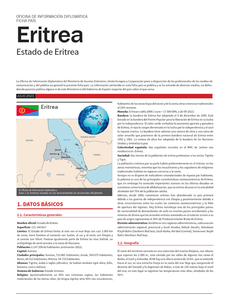 Eritrea - Ficha Pais | PDF | Eritrea | Etiopía