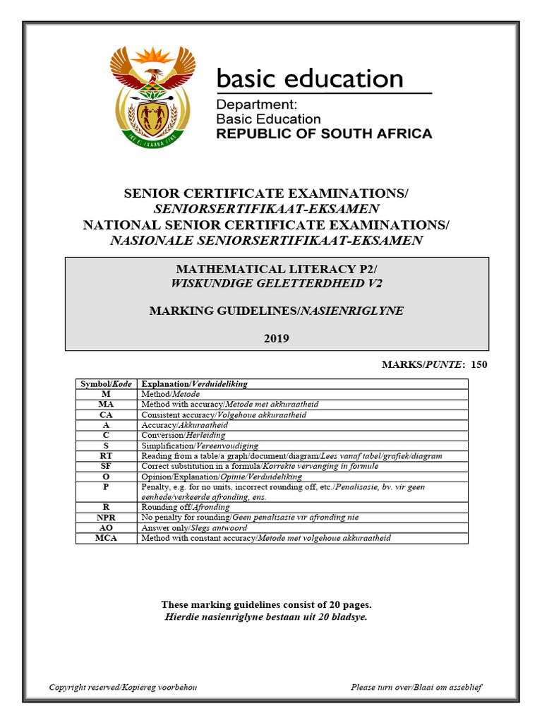 2019 Mathslit P2 May-June Memo Afr & Eng | PDF 2019 Mathslit P2 May-June Memo Afr & Eng | PDF