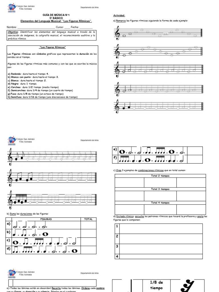 Música_-_5°_Básico_-_Ficha_n°_1_-_Figuras_rítmicas[1] | Descargar ...