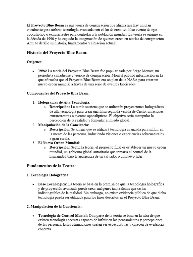 El Proyecto Blue Beam | PDF | Teoría de la conspiración | Teoría