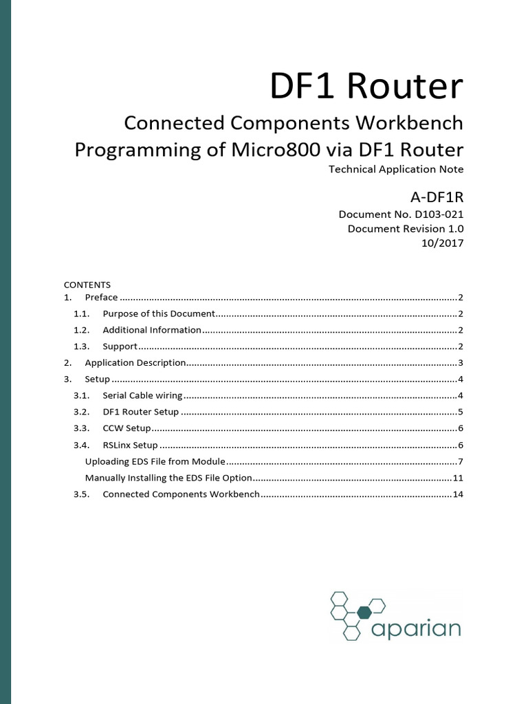 D103-021 DF1 Router Technical Application Note - Connected Components Workbench Programming R1.0 ...