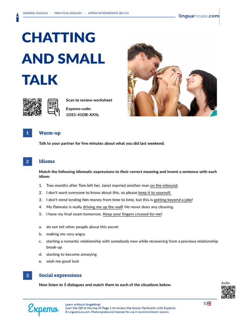 Chatting and Small Talk British English Teacher | PDF | Question | Qr Code