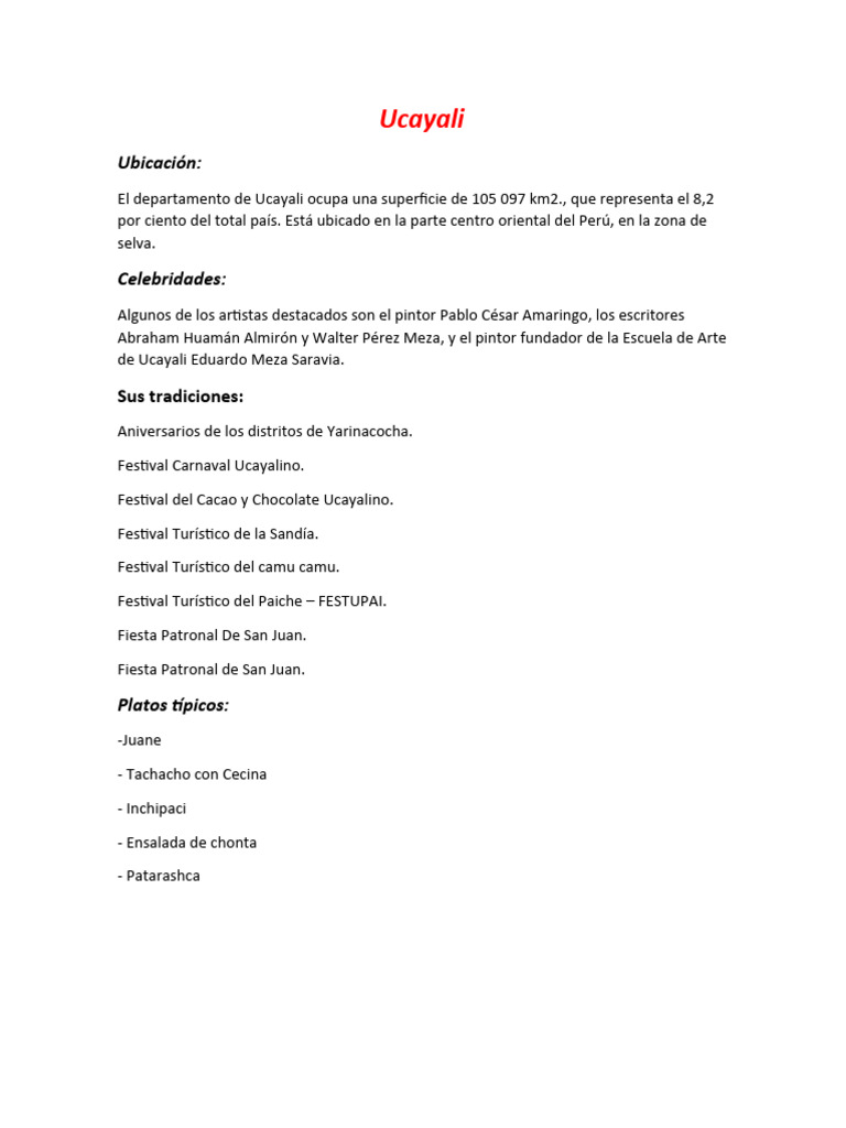 Ucayali | PDF | Arte