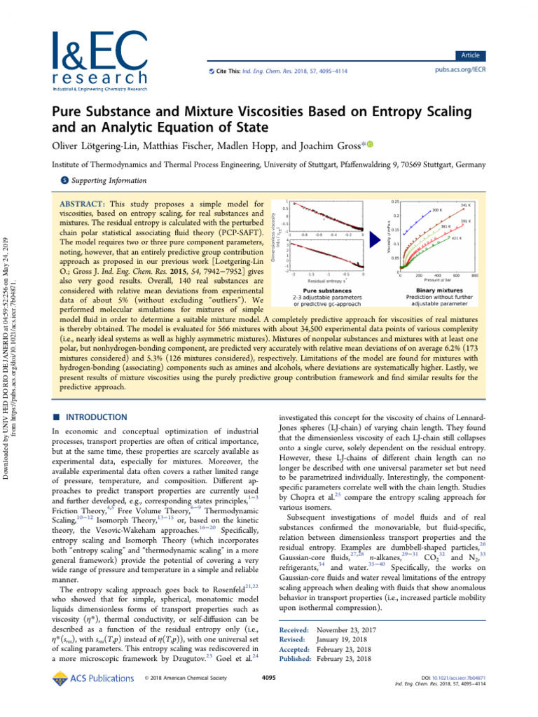 Acs Iecr 7b04871 | PDF | Viscosity | Entropy