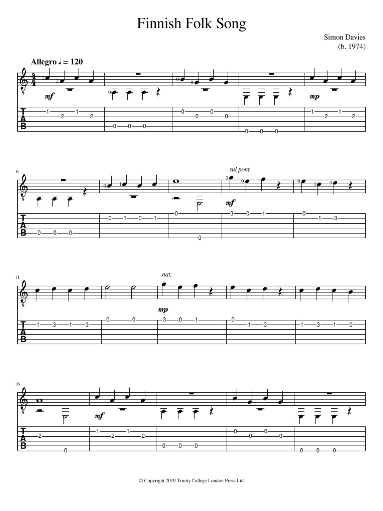 Finnish Folk Song Tab | PDF