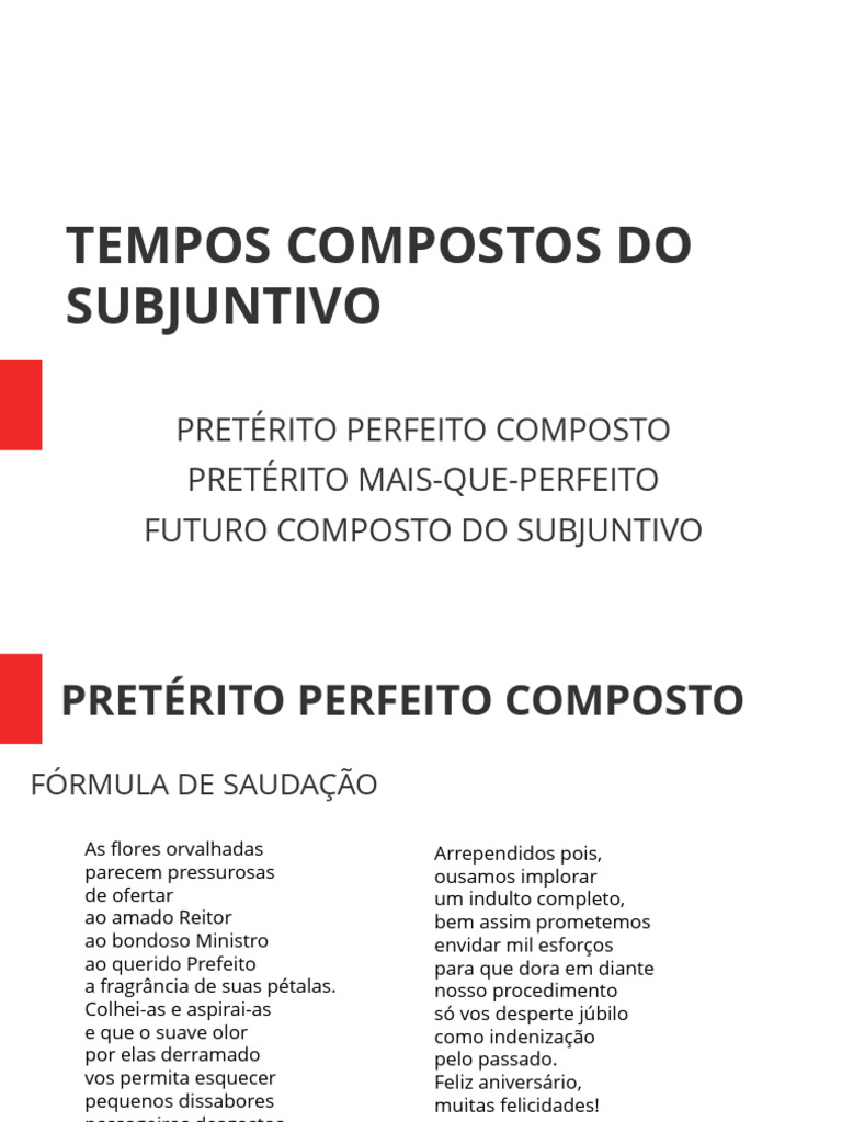 Tempos Compostos do Subjuntivo | PDF | Linguística | Gramática