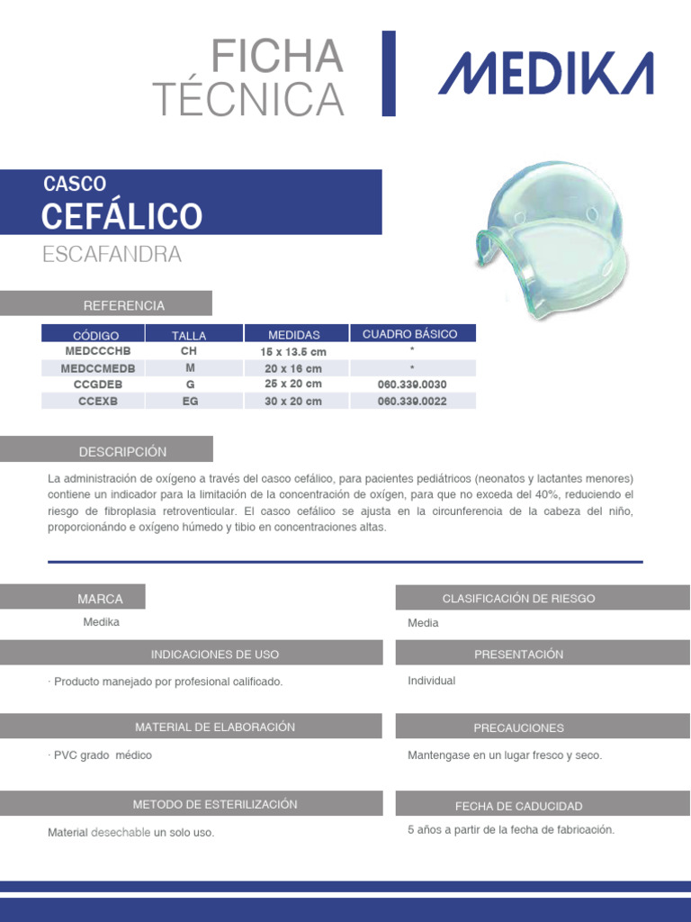 Casco Cefálico para Oxigenoterapia Pediátrica | PDF