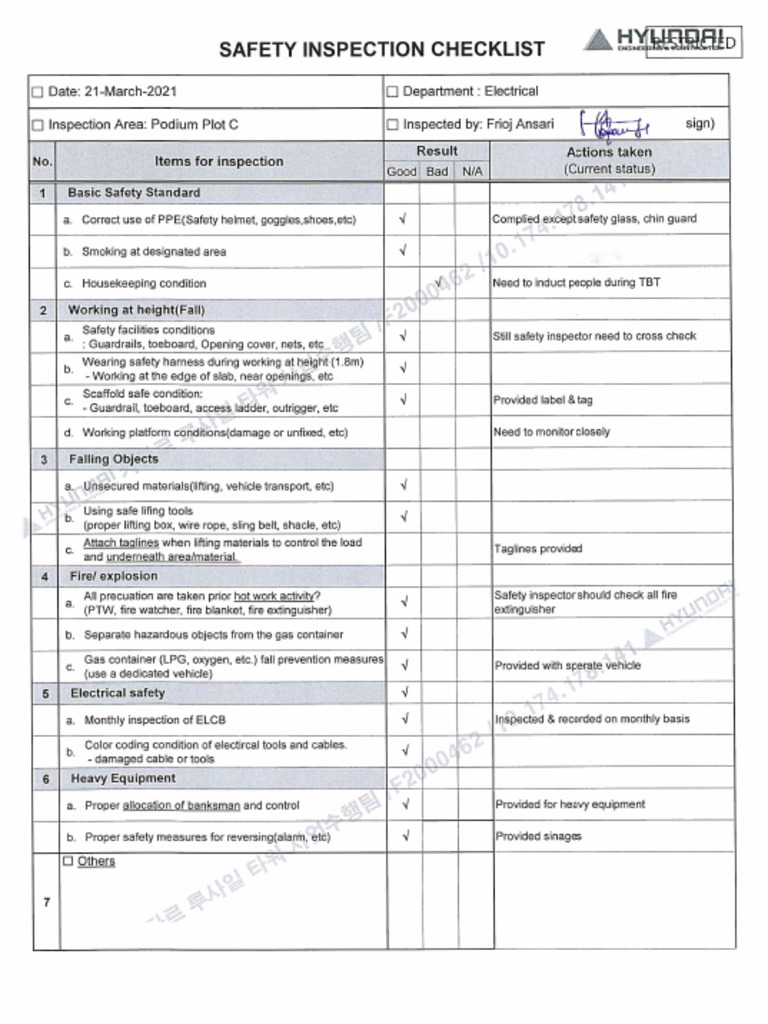 HSE - Check List - 22032021 | PDF