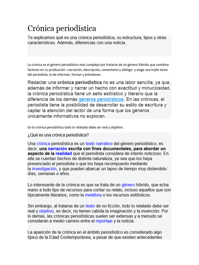 Guía Completa de Crónica Periodística | PDF | Narración | Testimonio