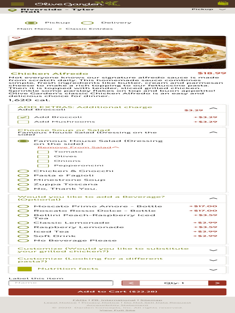 Chicken Alfredo Lunch & Dinner Menu Olive Garden Italian Restaurant | PDF | Lunch | Restaurants