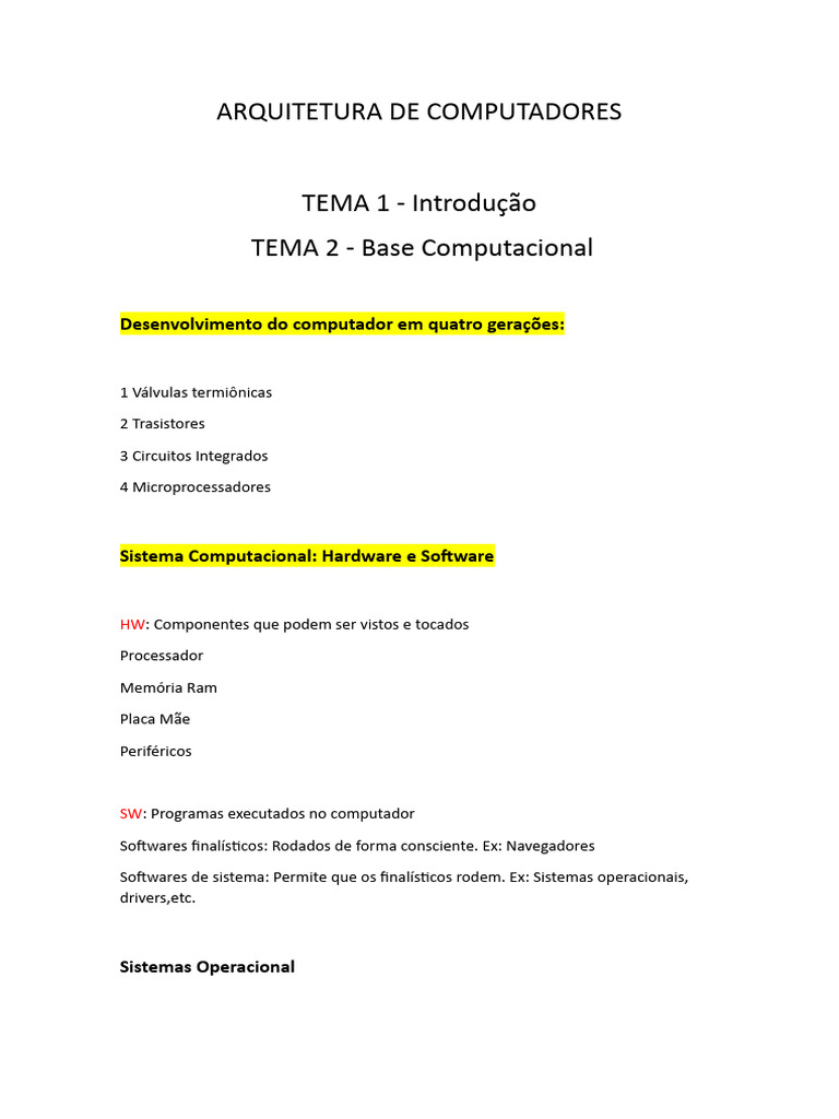 Arquitetura de Computadores | PDF | Microprocessador | Entrada/Saída