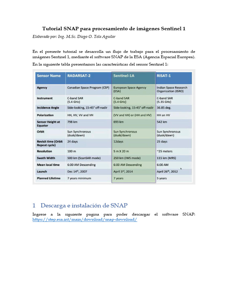 Tutorial Snap Para Procesamiento De Imágenes Sentinel 1 Pdf Píxel