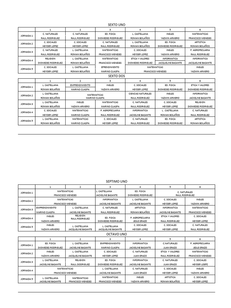 Horario Por Grados 19 de Julio Definitivo | PDF | Investigación | Science