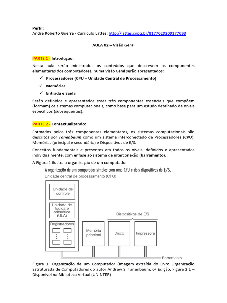 Rota Aprendizagem Aula02 Andre | PDF | Entrada/Saída | Armazenamento de dados de computador