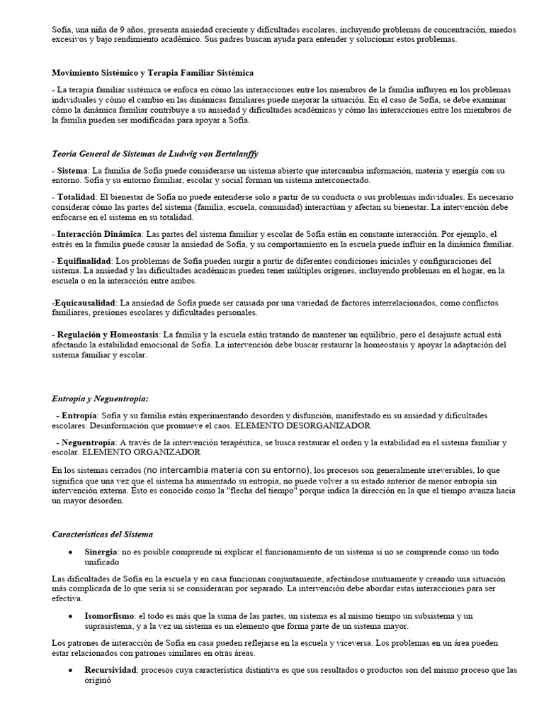 Caso Sofia | PDF | Realimentación | Ansiedad