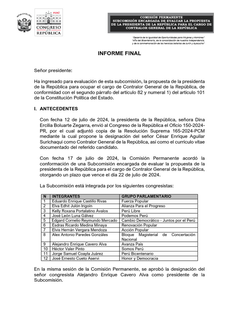 Informe final | PDF | Perú | Gobernancia