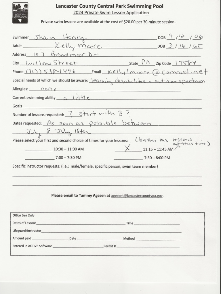 Private Swim Lessons | PDF