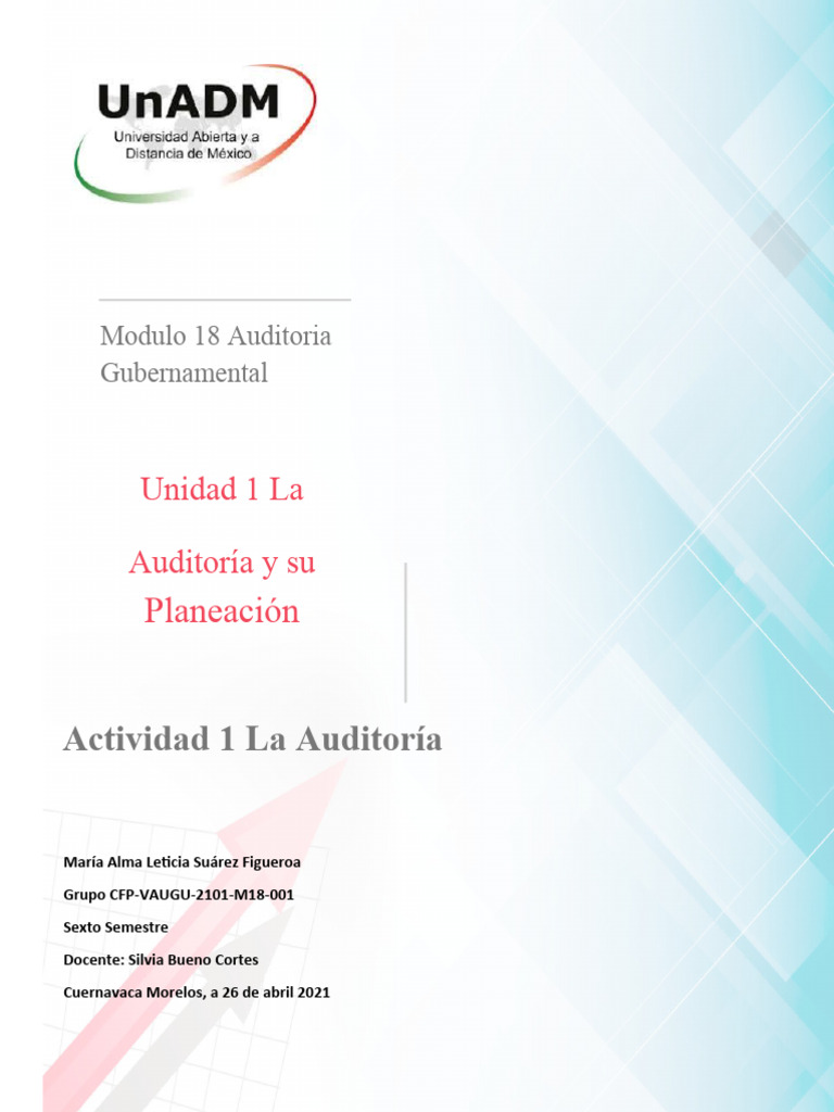 m18 U1 A1 Suarez Fma | PDF | Auditoría | Contralor m18 U1 A1 Suarez Fma | PDF | Auditoría | Contralor