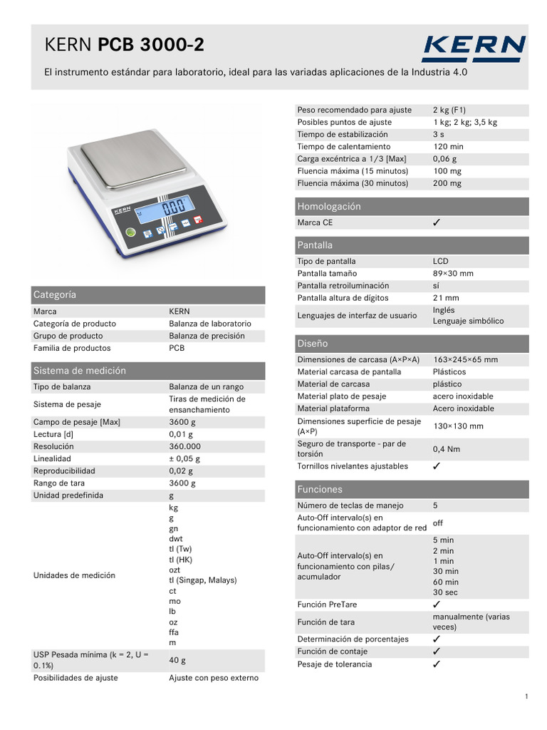 Kern PCB 3000-2 | PDF | Balanza | Fuente de alimentación