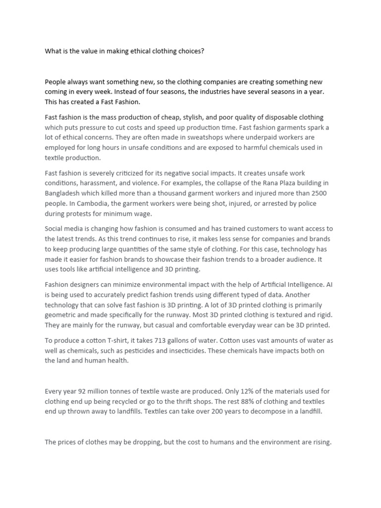 The Fast Fashion (The True Cost Documentary) Powerpoint Script | PDF ...