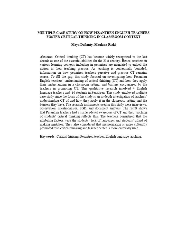 Draft Journal - Maulana Rizki | PDF | Critical Thinking | Thought