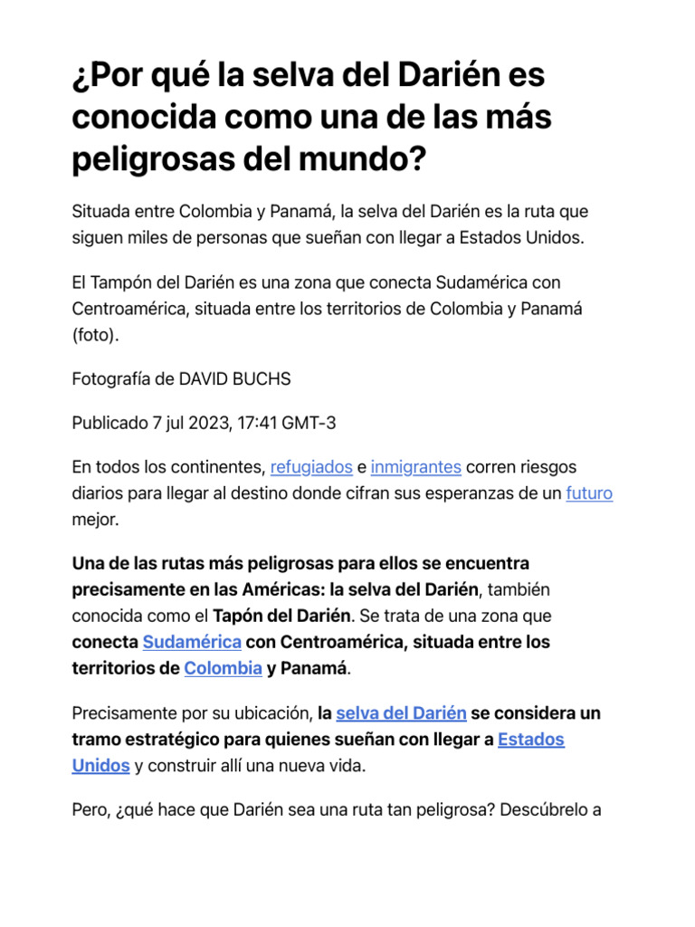 ¿Por Qué La Selva Del Darién Es Conocida Como Una de Las Más Peligrosas ...