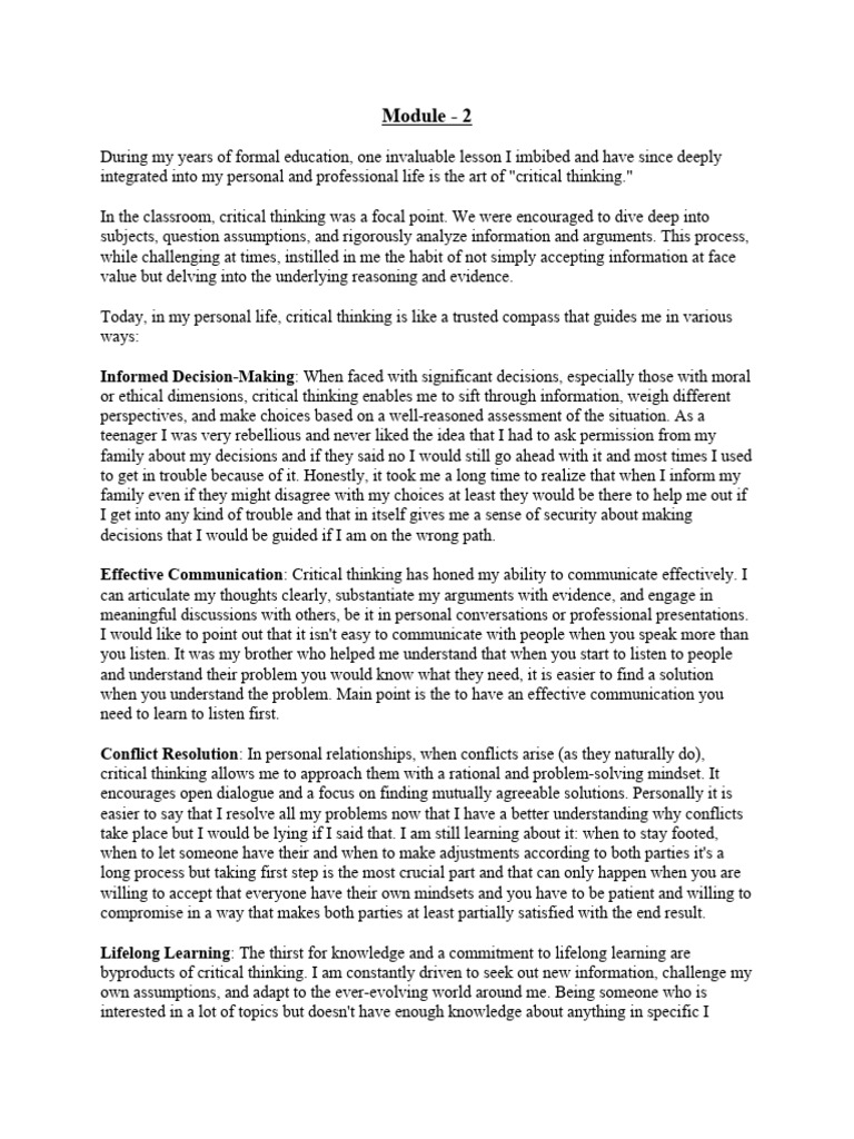 Module - 2 | PDF | Critical Thinking | Thought