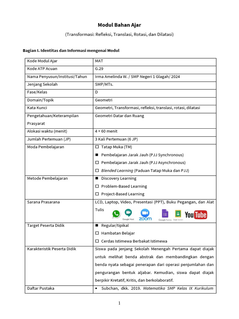 Modul Ajar Bidang Datar | PDF