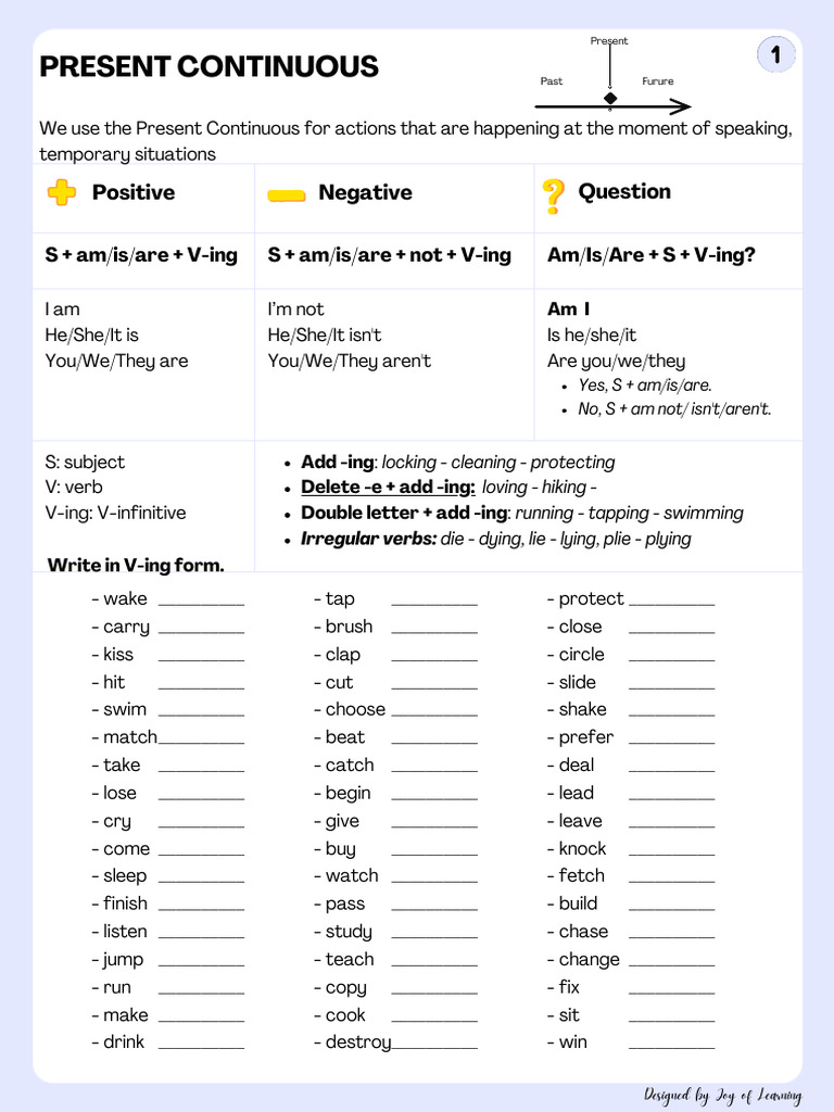 Present Continuous Worksheet | PDF | Career & Growth | Self-Improvement