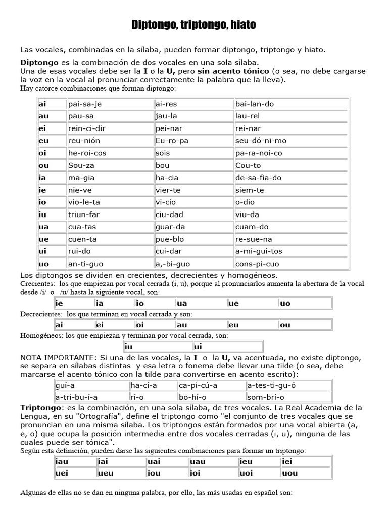 Diptongo, Hiato y Triptongo | PDF