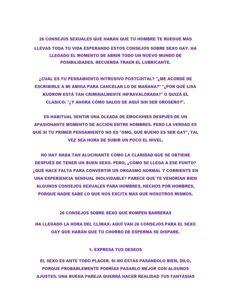 26 Consejos | PDF | Sexo anal | Juegos previos