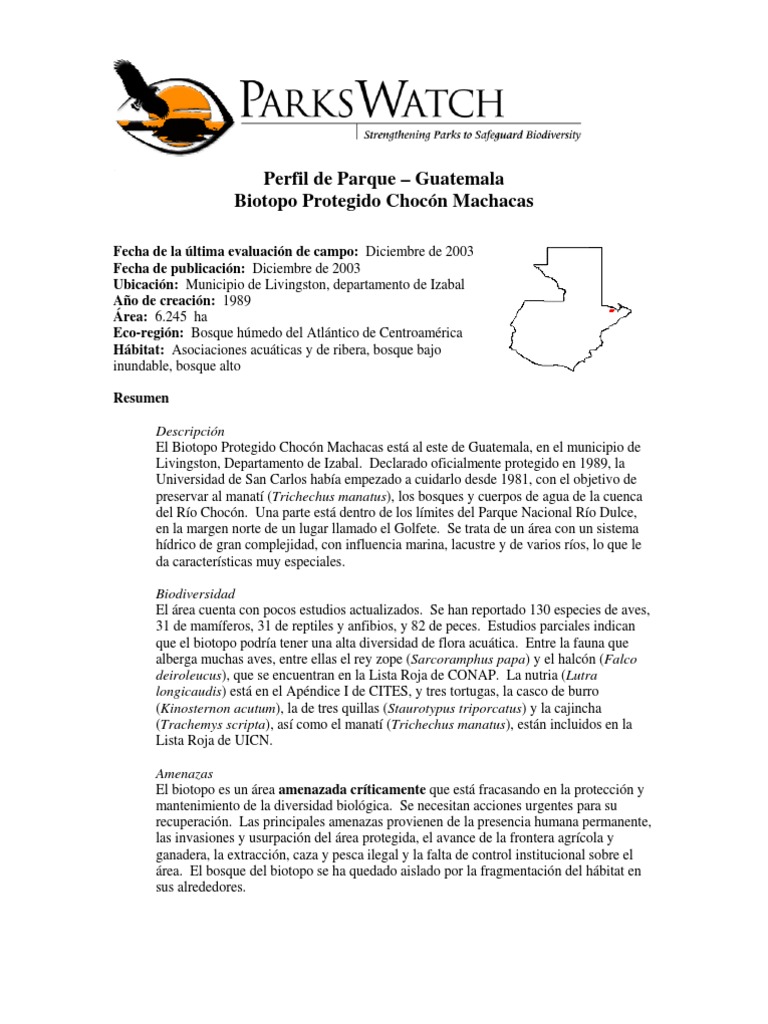 Biotopo Protegido Chocón Machacas | PDF | Los bosques | Guatemala