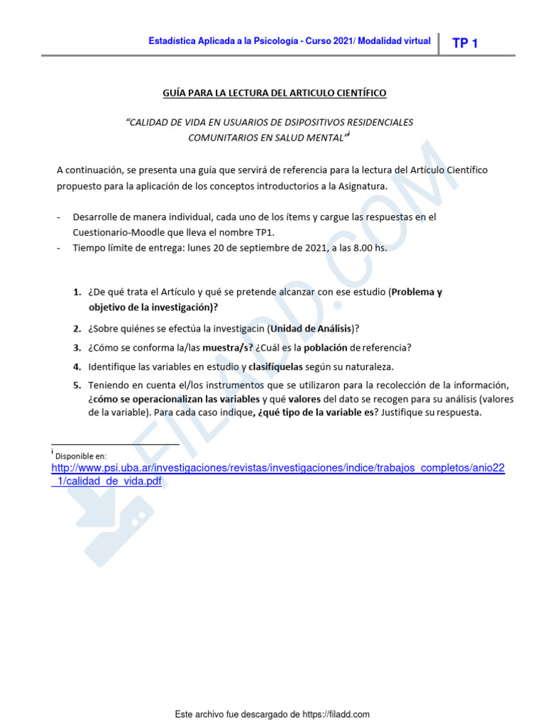 TP1 - Guia para El Analisis Del Articulo Cientifico | PDF